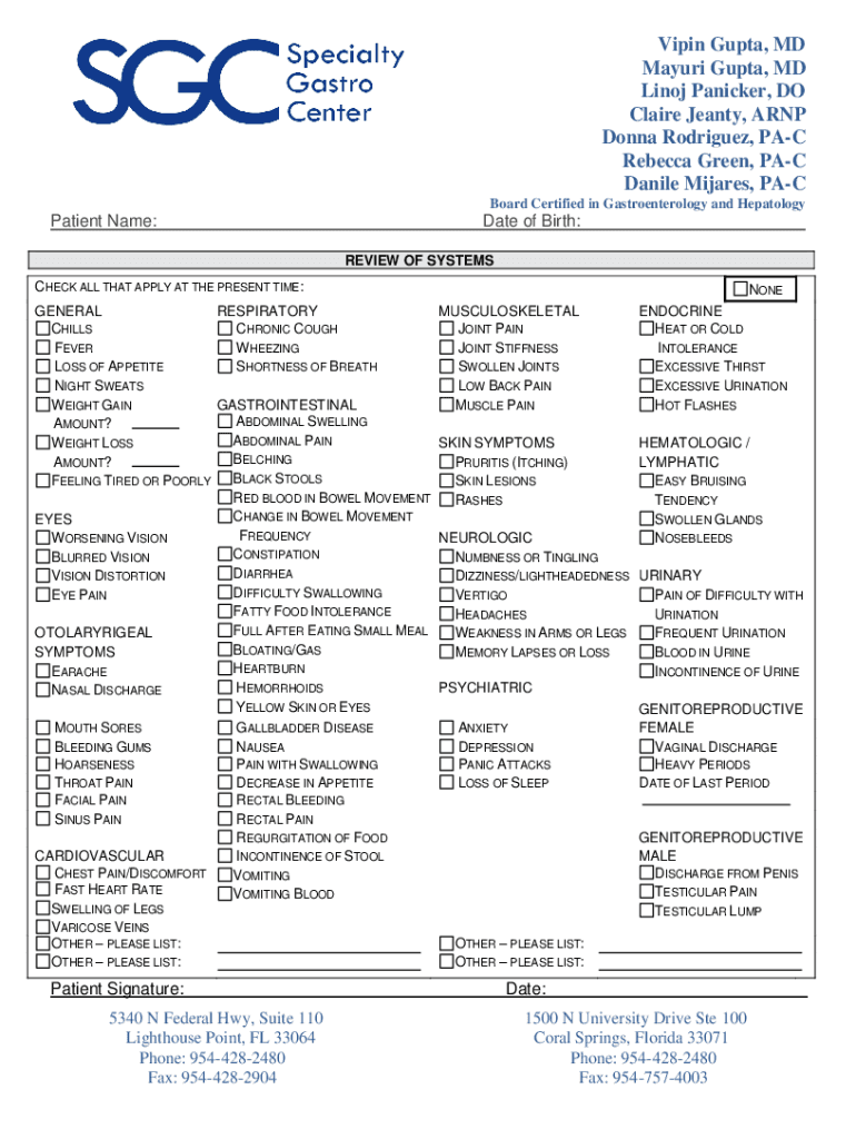 Fillable Online Vipin Gupta, MD Mayuri Gupta, MD Linoj Panicker, DO ...
