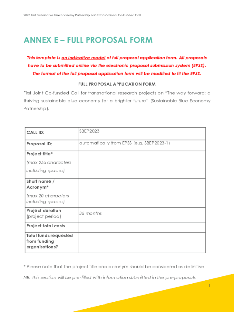 Fillable Online ANNEX E FULL PROPOSAL FORM Fax Email Print - pdfFiller