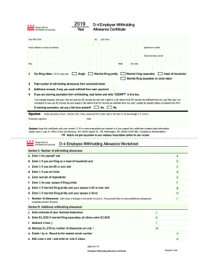 Fillable Online D-4 Employee Withholding Allowance Certificate - Year ...