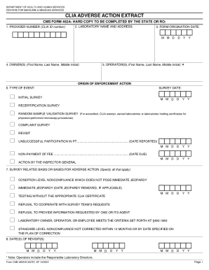 Fillable Online CLIA ADVERSE ACTION EXTRACT Fax Email Print - pdfFiller