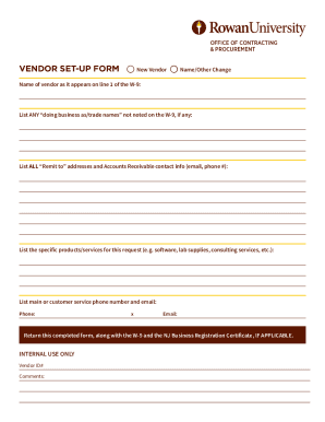Fillable Online VENDOR SET-UP FORM Fax Email Print - pdfFiller