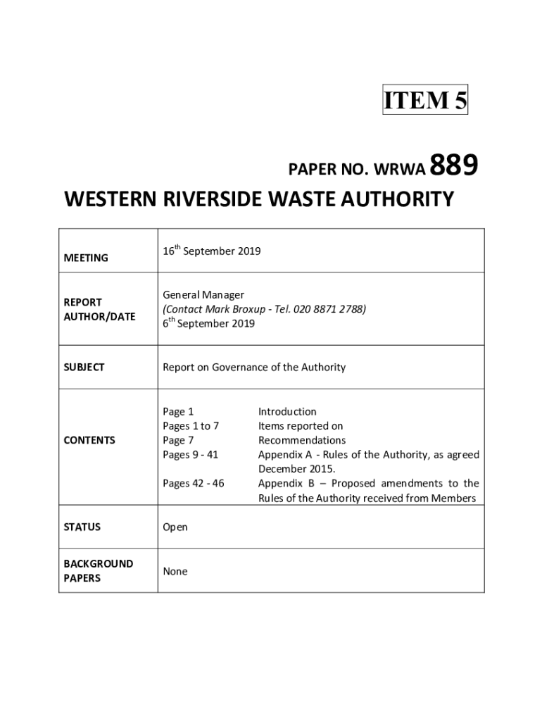 Fillable Online wrwa gov Western Riverside Waste Authority - General ...