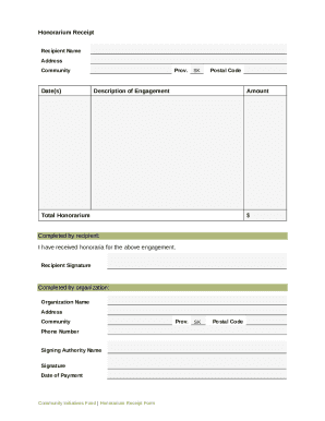 Fillable Online Elder Honorarium Receipt Form - Fillable PDF.pdf Fax ...
