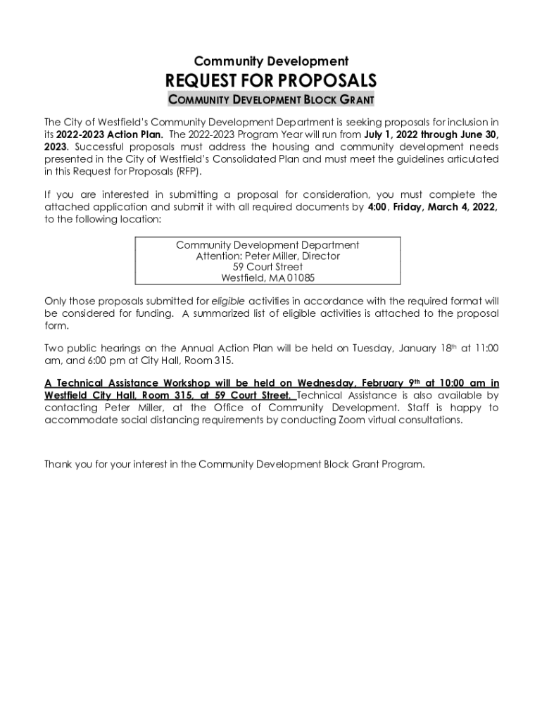 Fillable Online CDBG Request for Proposals Fax Email Print - pdfFiller