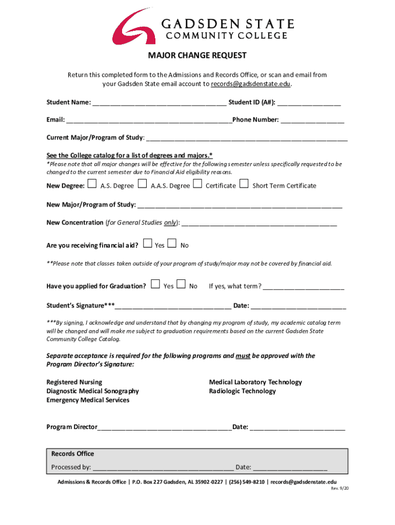 Fillable Online Fillable MAJOR CHANGE REQUEST Return this completed form to ... Fax Email Print ...