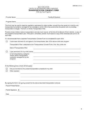 Fillable Online OCFS-6013 - Transportation Consent Form - New York ...