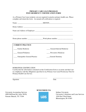 Fillable Online POST-RESIDENCY CERTIFICATION FORM FOR PRIMARY ... Fax ...