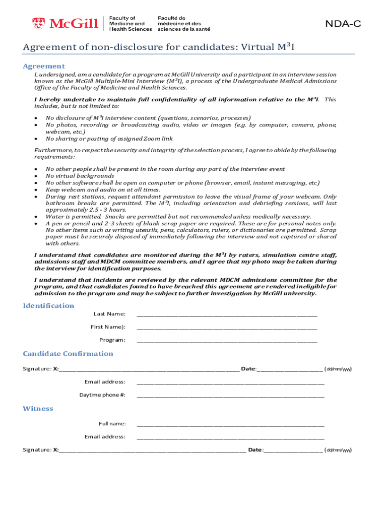 Fillable Online NDA-C Declaration of non-disclosure for candidates ...