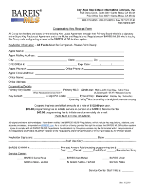 Fillable Online Cooperating Key Receipt Form Fax Email Print - pdfFiller