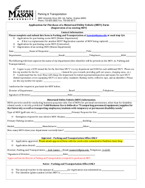 Fillable Online transportation gmu Parking & Transportation Application for Purchase of a ...