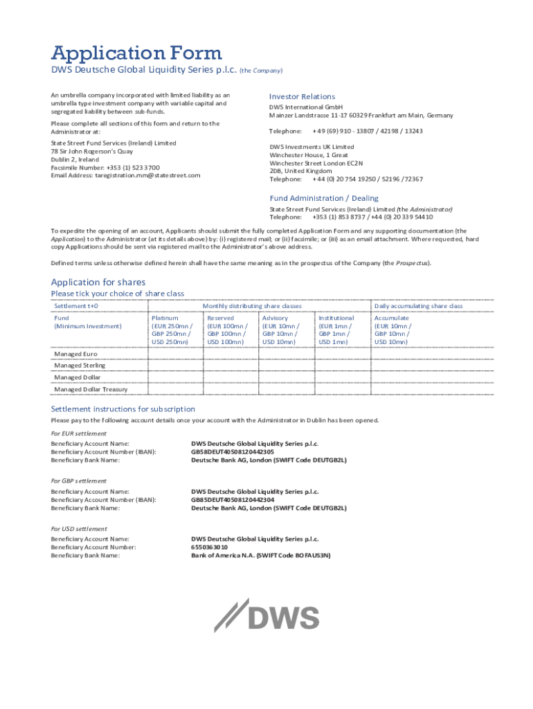 Fillable Online Application Form - DWS Fax Email Print - pdfFiller