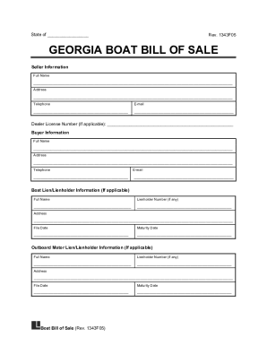 Fillable Online GEORGIA BOAT BILL OF SALE Fax Email Print - pdfFiller