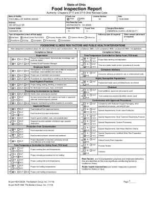 Fillable Online Food Inspection Report - Darke County Health Department ...