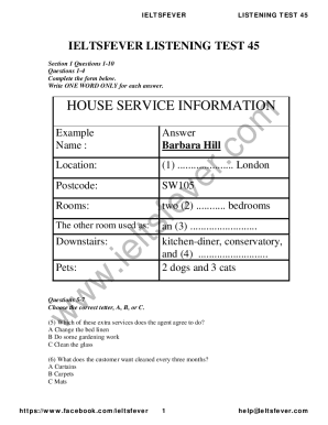 Fillable Online IELTS Listening Test Sample Papers 50+ Fax Email Print ...