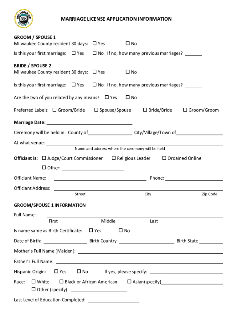Fillable Online county milwaukee Your Guide to Marriage Certificates ...