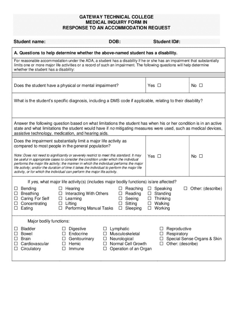 Fillable Online ADA Medical Authorization Form - Student Fax Email ...
