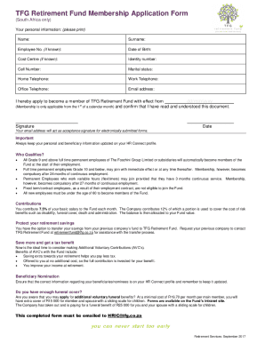 Fillable Online TFG Retirement Fund Membership Opt In Application Form ...