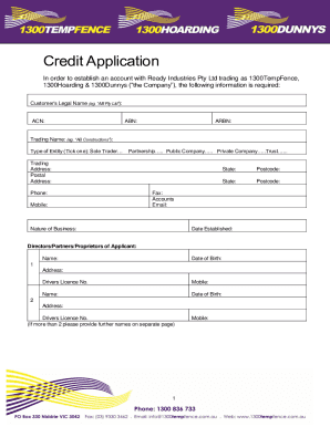 Fillable Online CREDIT APPLICATION FORM - On The Way Fax Email Print - pdfFiller