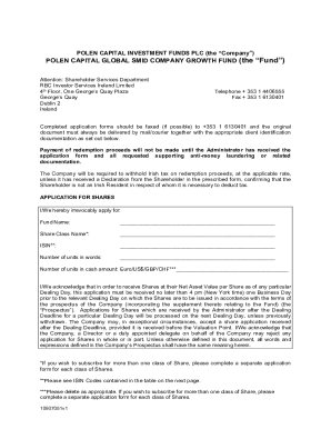 Fillable Online Polen Capital Subscription Application Form Fax Email ...
