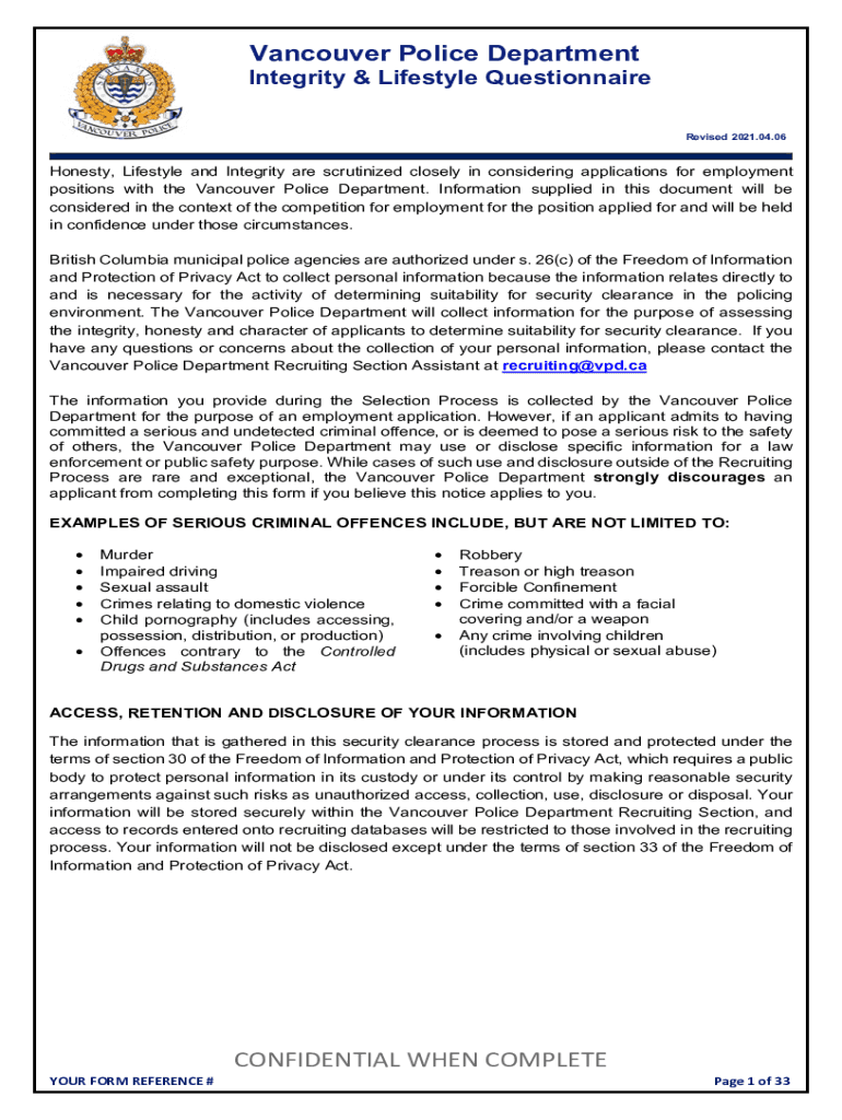 Vancouver Police Department volunteer opportunities: Fill out & sign ...