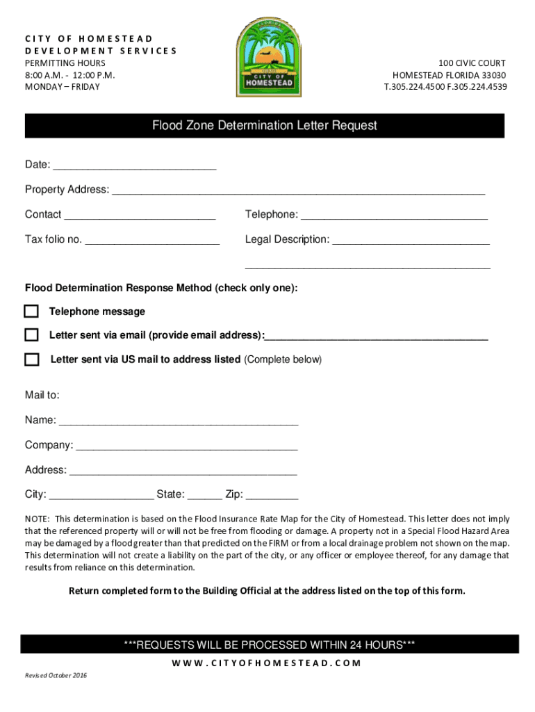 Fillable Online Flood Zone Determination Letter Request - City of ...