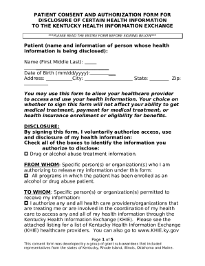 patient consent and authorization for disclosure of certain ... - khie ...