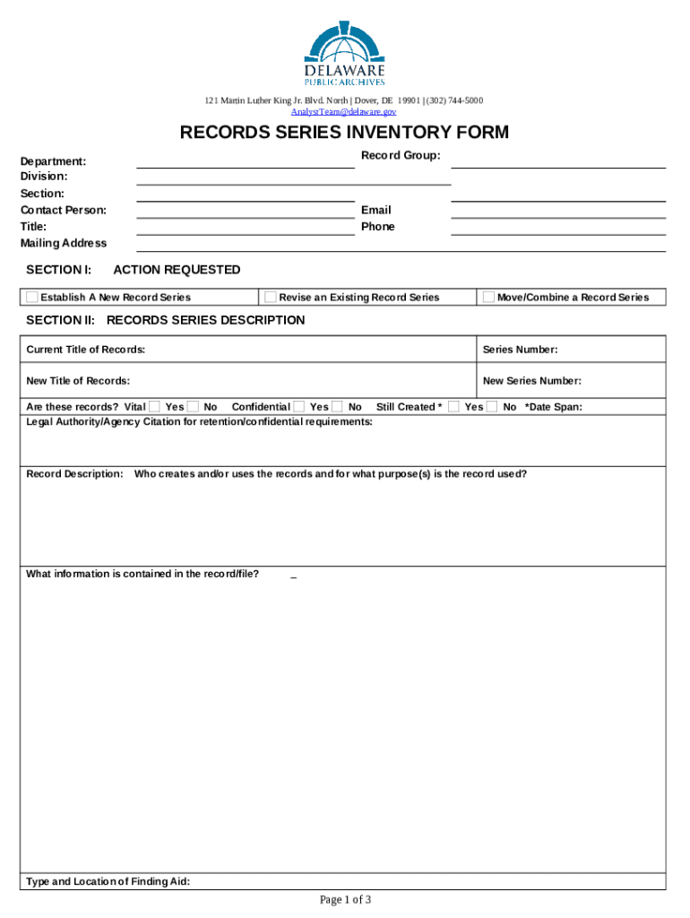 Record Series Inventory . s Doc Template | pdfFiller