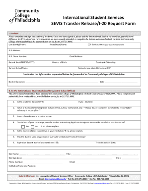 Fillable Online International Student Services SEVIS Transfer Release/I ...