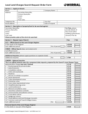 Fillable Online Local Land Charges Search Request Order Form Fax Email ...