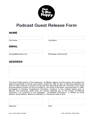 Fillable Online Podcast Guest Release Forms: What to Include (w ...
