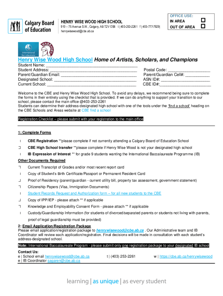 Fillable Online Henry Wise Wood High School - 910 75 Ave SW, Calgary, AB Fax Email Print - pdfFiller