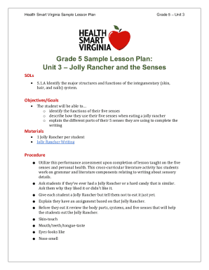 Fillable Online Grade 5 Sample Lesson Plan: Unit 3Jolly Rancher and the ...