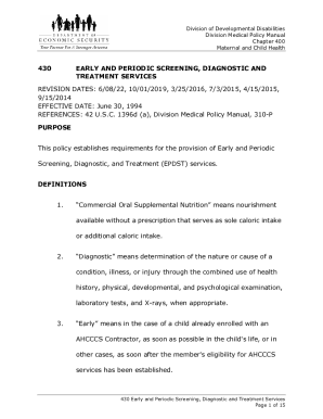 Fillable Online 430 Early and Periodic Screening, Diagnostic and ...