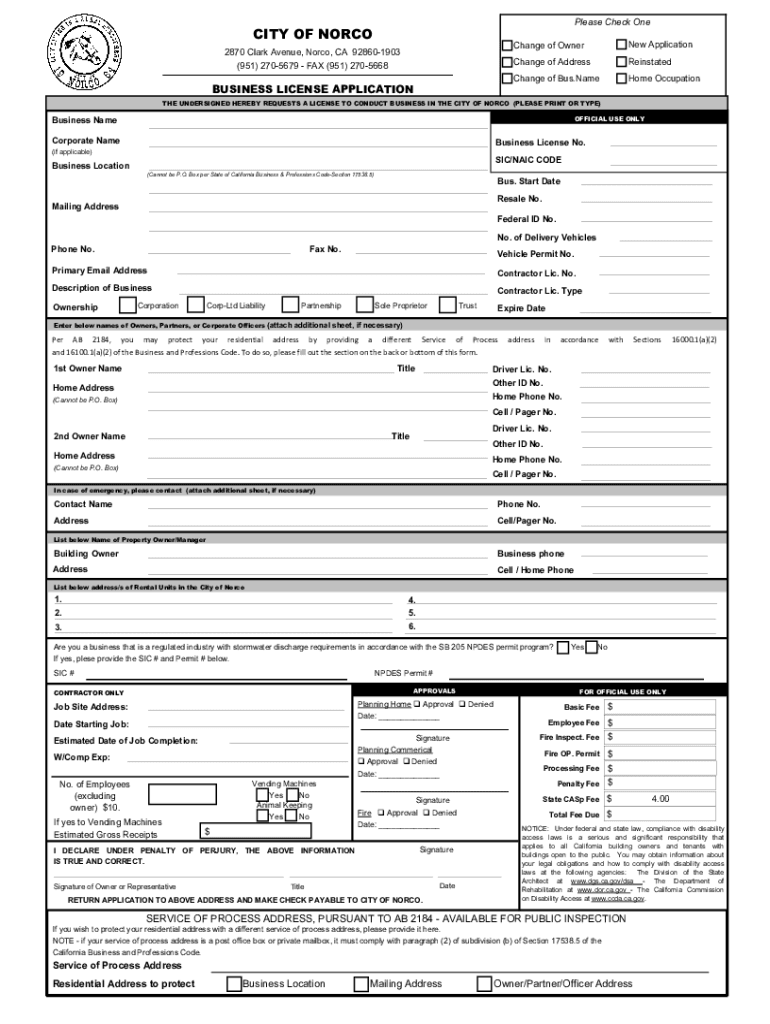 Fillable Online RENTAL PROPERTY INFORMATION SHEET - Norco Fax Email ...