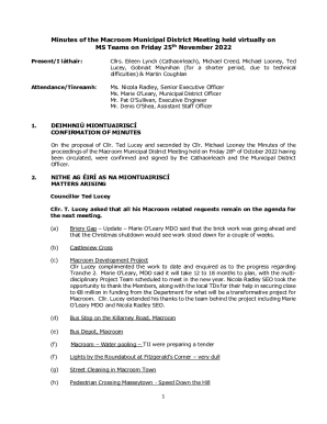 Fillable Online Cllrs. Eileen Lynch (Cathaoirleach), Ted Lucey, Michael ...