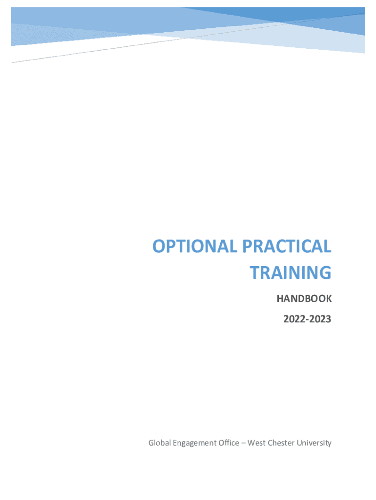 Fillable Online OPTIONAL PRACTICAL TRAINING - West Chester University ...