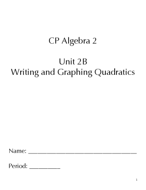 Fillable Online Unit 2-2: Writing and Graphing Quadratics Worksheet ...