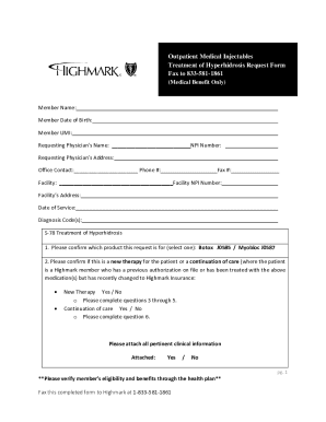 Fillable Online Outpatient Medical Injectables Treatment of ...