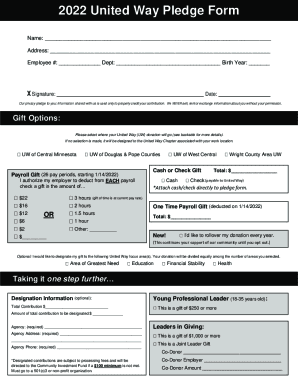 Fillable Online Pledge Form -United Way of Siouxland Fax Email Print - pdfFiller