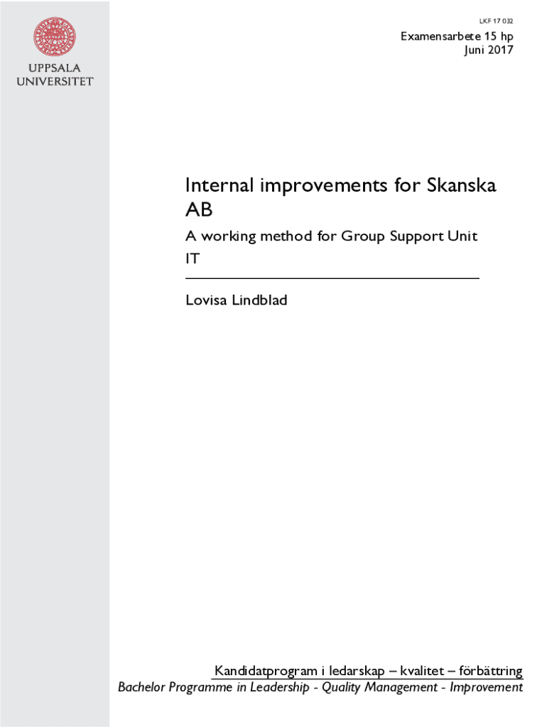 Fillable Online Internal improvements for Skanska AB - DiVA portal Fax ...