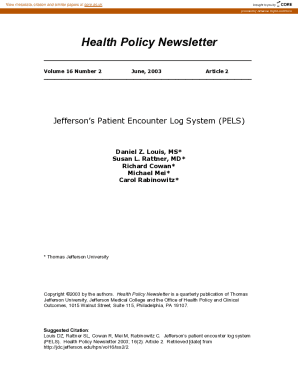 Fillable Online Jefferson's Patient Encounter Log System (PELS) Fax ...