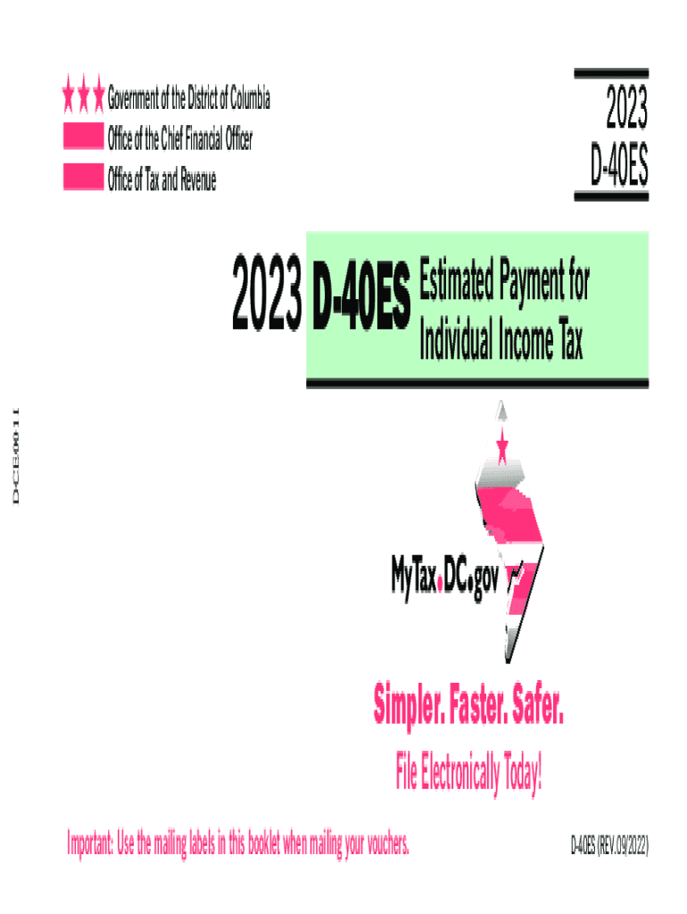 Fillable Online 2023 D-40ES - DC Office of Tax and Revenue Fax Email ...