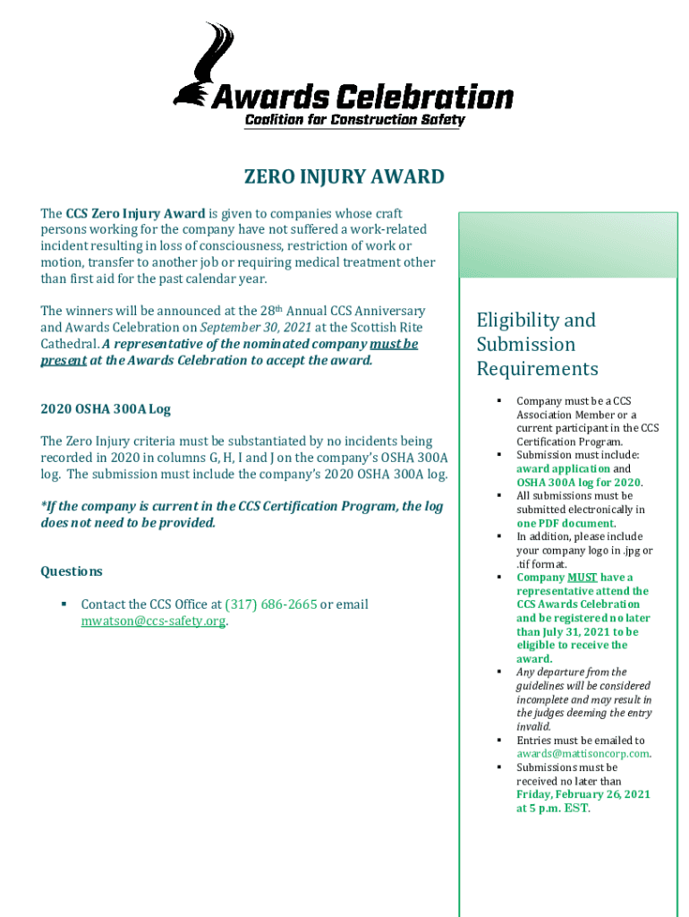 Fillable Online Performance Services Receives Zero Injury Award Fax ...