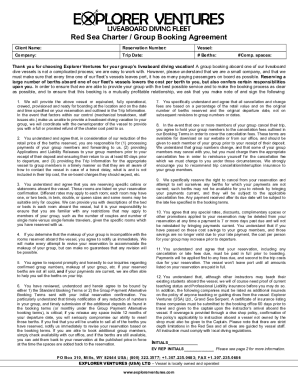 Fillable Online Red Sea Charter / Group Booking Agreement Fax Email ...