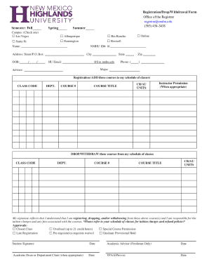 Fillable Online its nmhu Complete School Withdrawal Form Fax Email ...