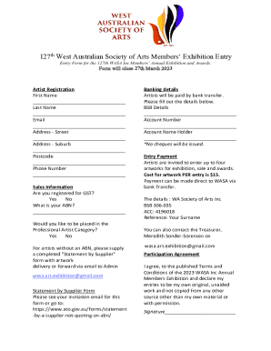 Fillable Online Annual Exhibition Entry Form Fax Email Print - pdfFiller