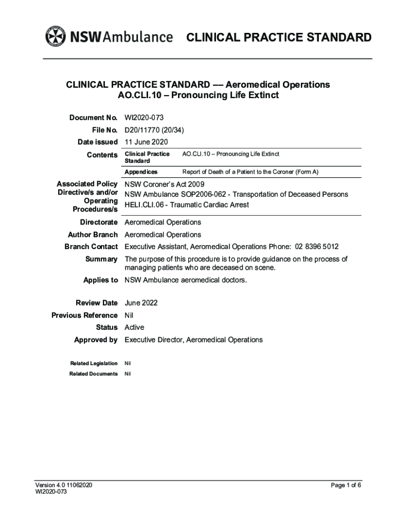 Fillable Online Guidelines for Verifying Life Extinct - Department of ...