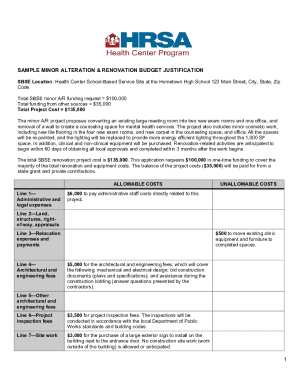 Fillable Online bphc hrsa A/R One-Time Funding SAMPLE BUDGET ...