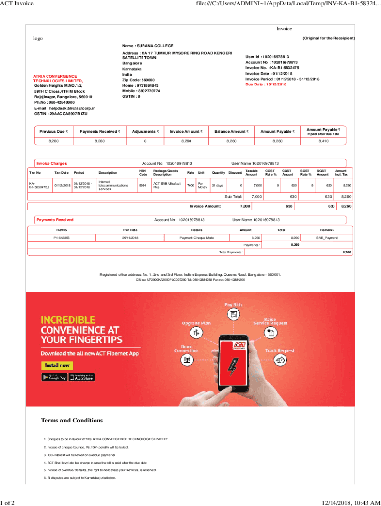 Fillable Online 4.3.1 ICT Bills invoices receipts.pdf - Surana College ...