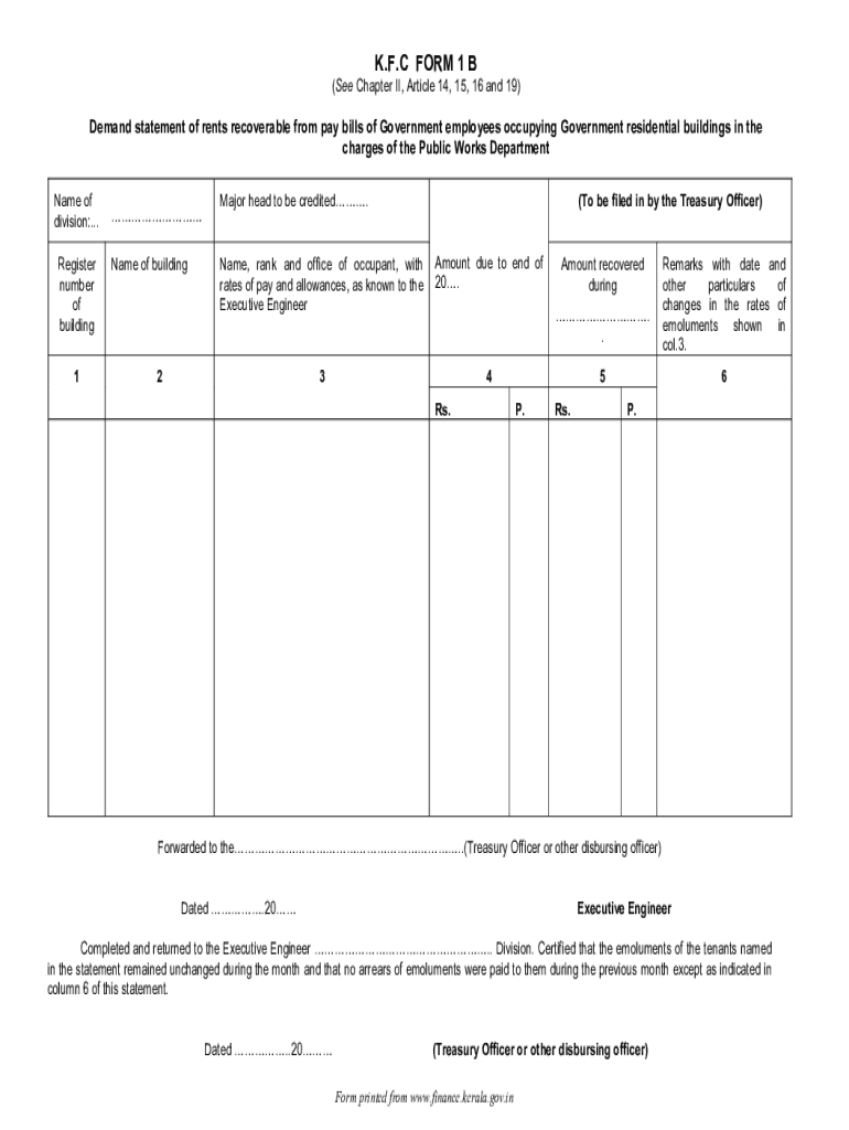 Fillable Online K.F.C FORM 1 B - Finance Department Fax Email Print ...
